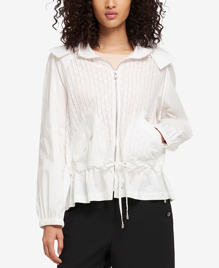 DKNY Cotton Eyelet Drawstring-Waist Jacket - Macy's