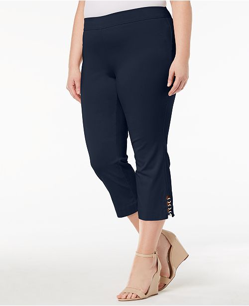 Jm Collection Plus Size Lattice Trimmed Capri Pants Created For Macys