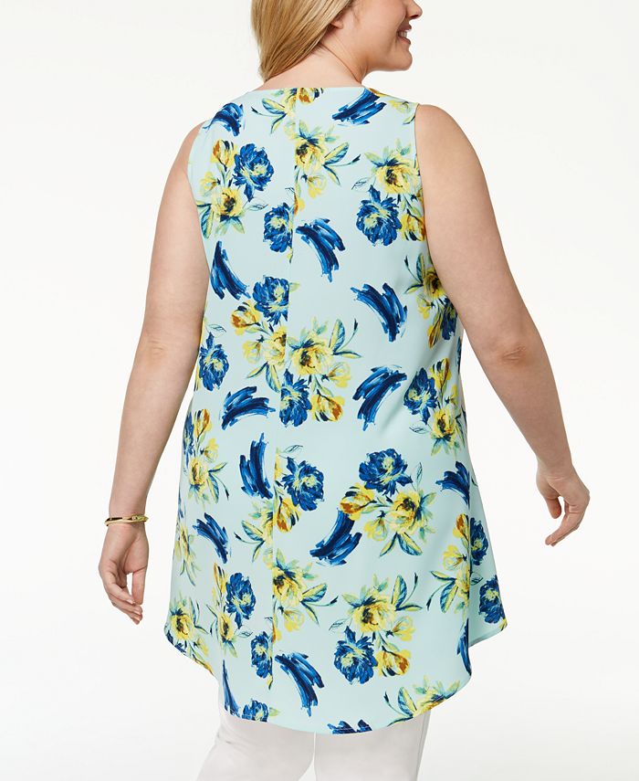 Alfani Plus Size Floral-Print High-Low Top, Created for Macy's - Macy's