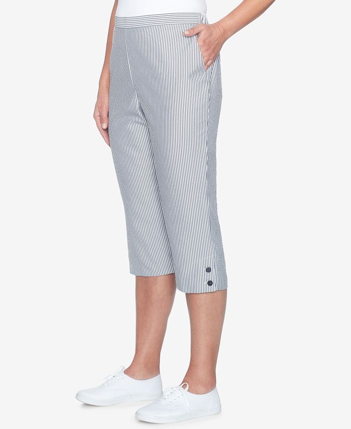 Alfred Dunner Striped Seersucker Capri Pants - Macy's