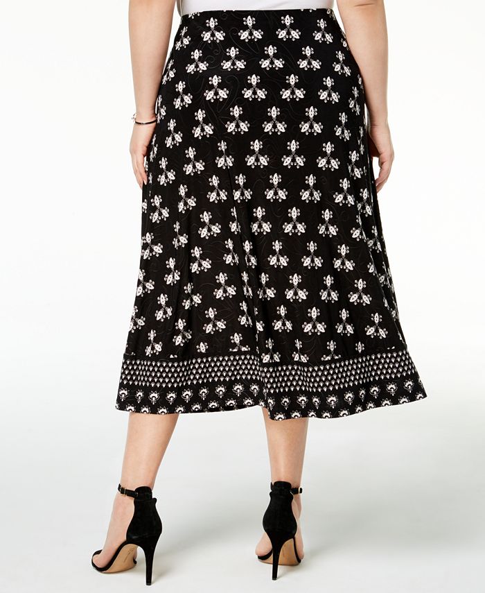 JM Collection Plus Size Printed A-Line Skirt, Created for Macy's - Macy's