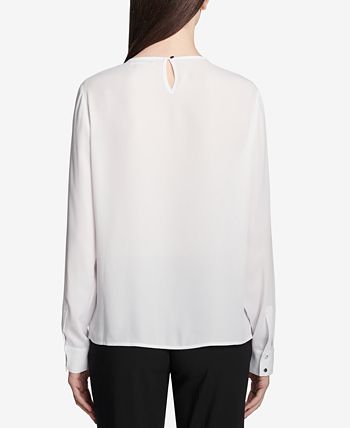 Calvin Klein Pleated Chiffon Top - Macy's