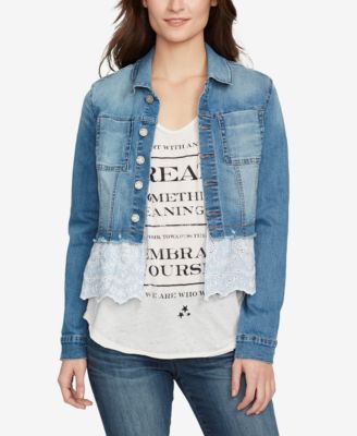 WILLIAM RAST Denim Eyelet Cropped Jacket - Macy's