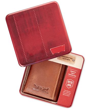 Levi's Men's Embossed RFID Leather Tri-Fold Wallet - Macy's