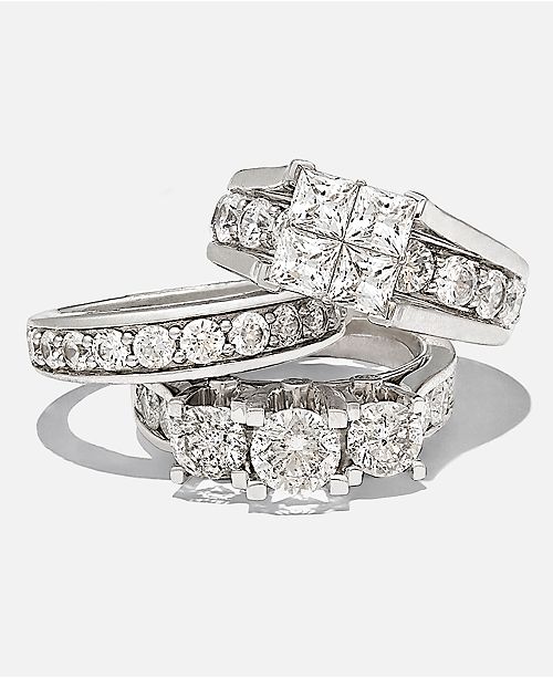 Centennial Diamond Channel-Set Bridal Set (4 ct. t.w.) in 14k White ...