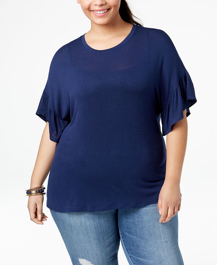 Eyeshadow Trendy Plus Size Ruffle-Sleeve Top - Macy's