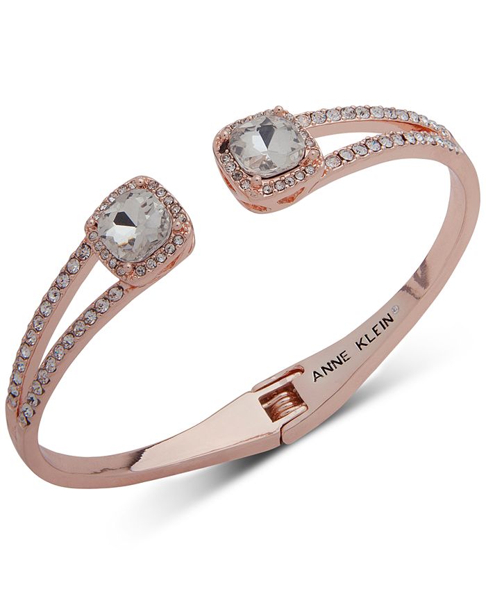 Anne Klein Crystal & Pavé Hinged Bangle Bracelet, Created for Macy's ...