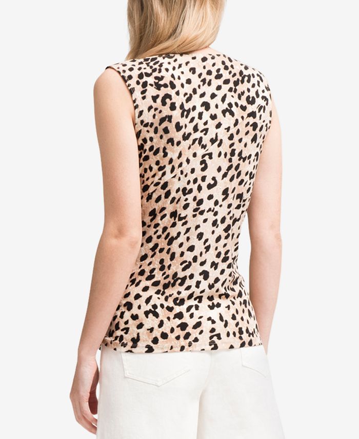 DKNY Leopard-Print Ruched Top, Created for Macy's - Macy's