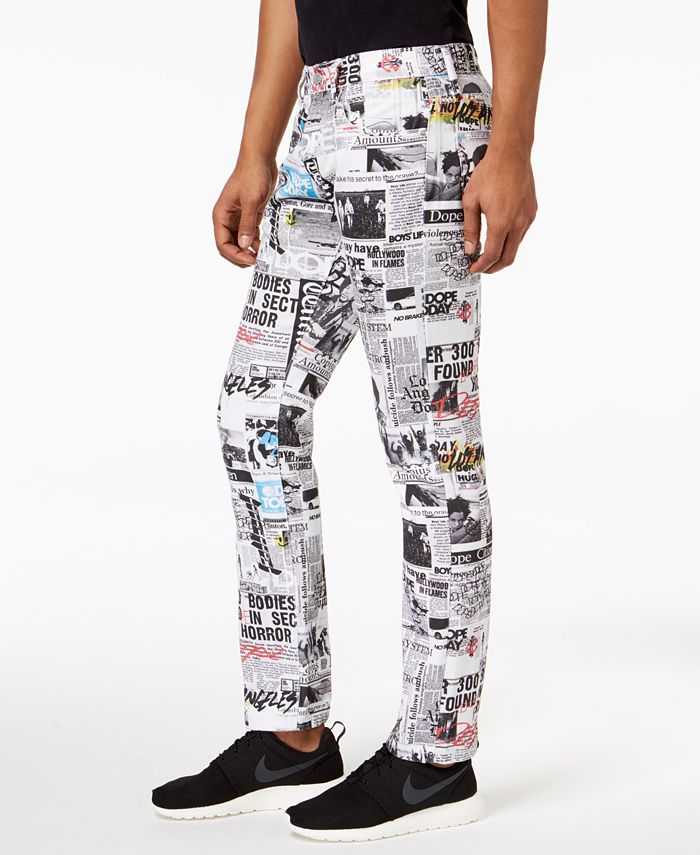 DOPE Men's Slim-Fit Newspaper Print Jeans - Macy's