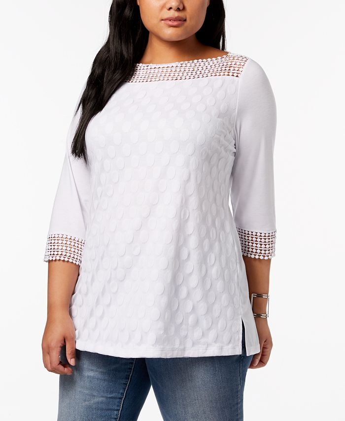 NY Collection Plus Size Lace-Trim Tunic & Reviews - Tops - Plus Sizes ...
