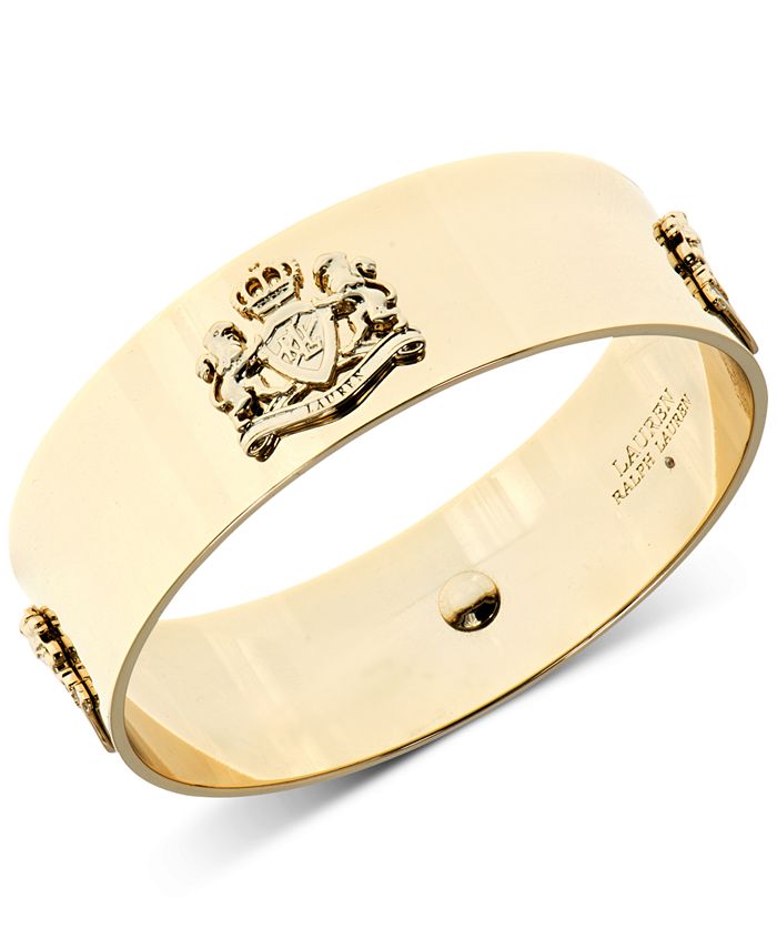 Lauren Ralph Lauren Gold-Tone Crest Bangle Bracelet - Macy's