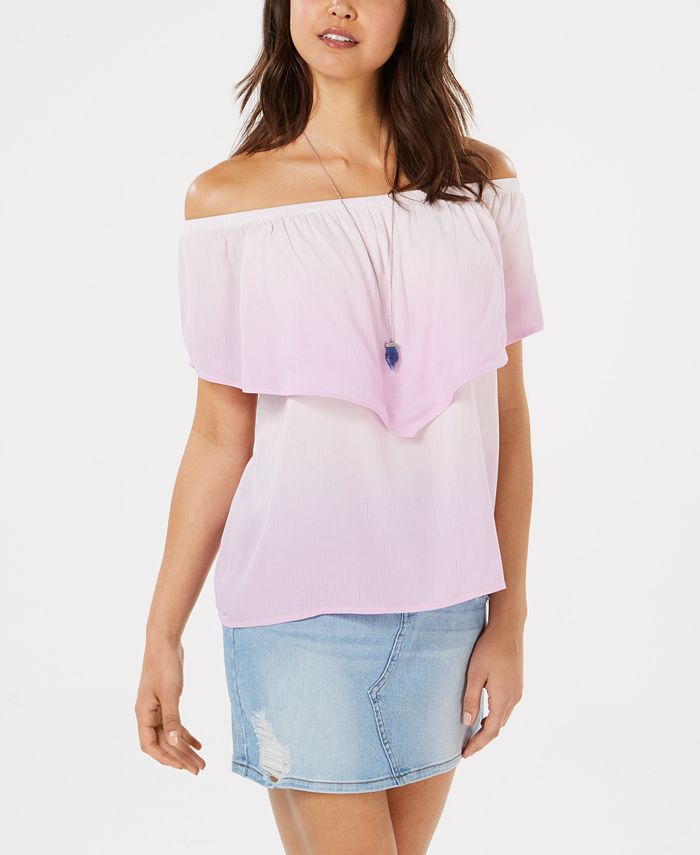 Ultra Flirt Juniors' Off-The-Shoulder Flounce Top - Macy's