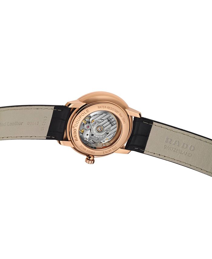 Rado Men's Swiss Automatic Coupole Classic XL Brown Leather Strap Watch ...