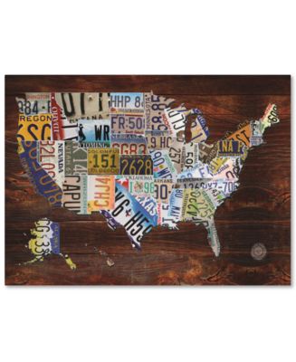 Masters Fine Art 'USA License Plate Map on Wood' Canvas Art - 24" x 32 ...