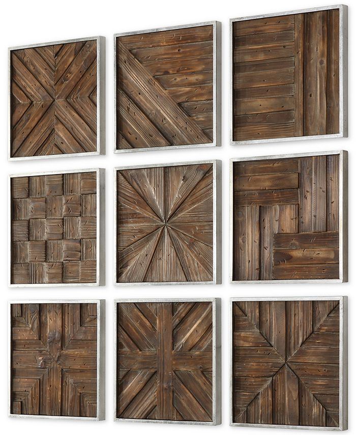 Uttermost Bryndle 9-Pc. Rustic Wooden Squares Wall Art Set - Macy's