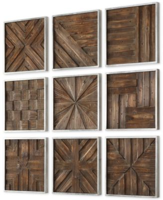 Uttermost Bryndle 9-Pc. Rustic Wooden Squares Wall Art Set - Macy's