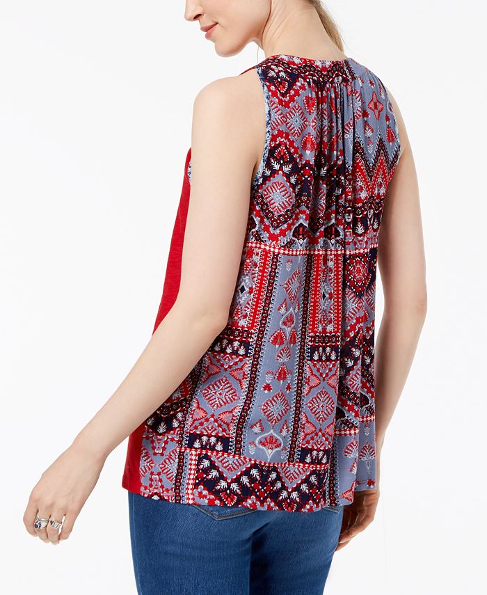 Style & Co Mixed-Media Sleeveless Top, Created for Macy's - Macy's