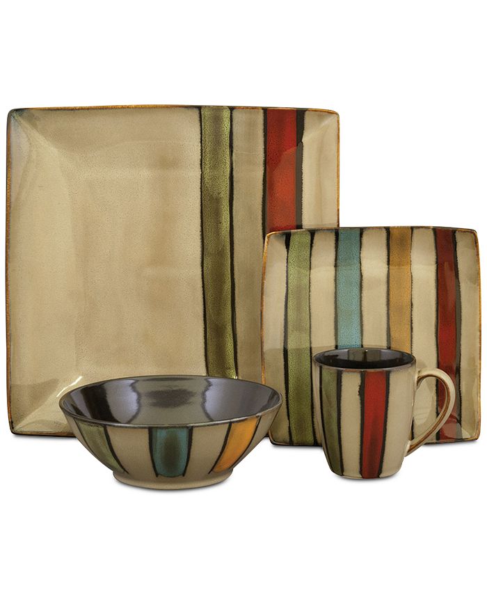 Sango Vertigo Black 16-Pc. Dinnerware Set - Macy's