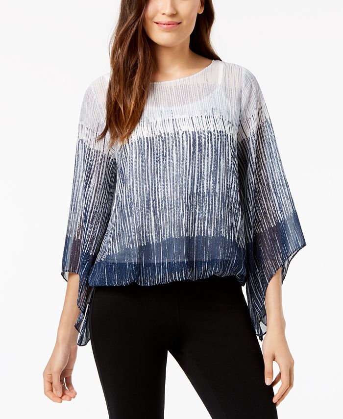 Alfani Petite Printed Angel-Sleeve Top, Created for Macy's - Macy's