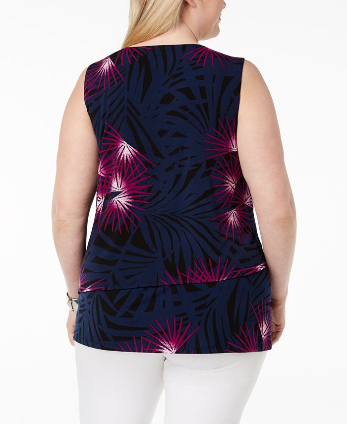 Alfani Plus Size Printed Tiered Top, Created for Macy's - Macy's