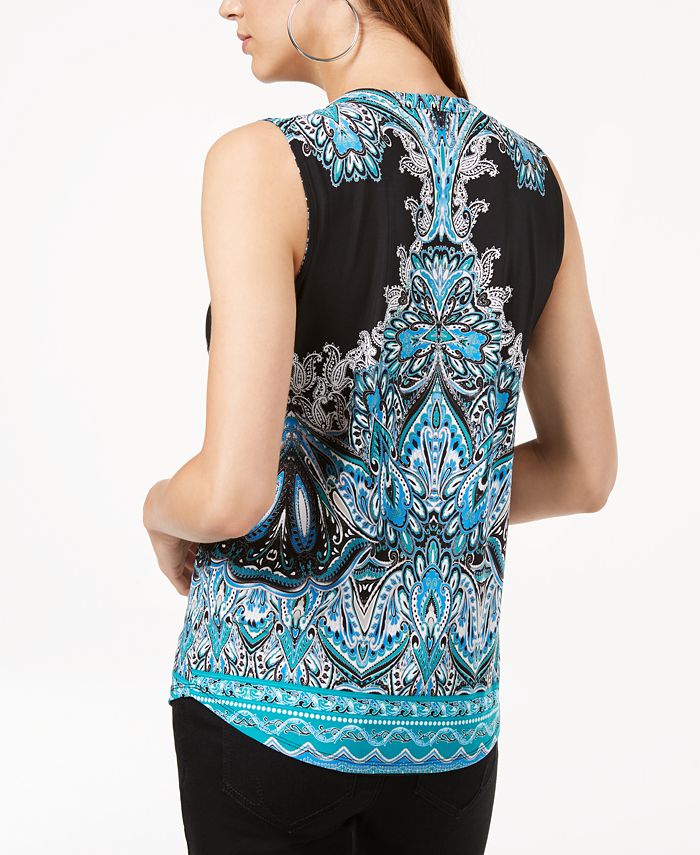 INC International Concepts I.N.C. Printed Zip-Neck Tank Top, Created ...