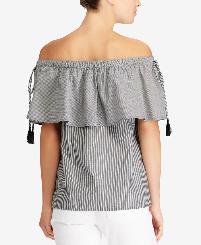 Lauren Ralph Lauren Ruffled-Overlay Cotton Top - Macy's