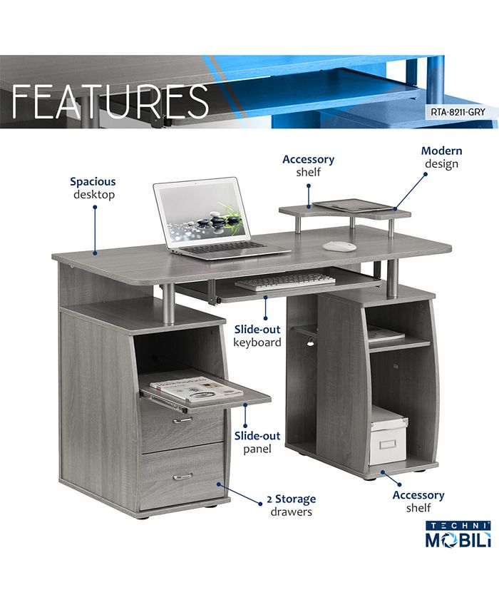 RTA Products Techni Mobili Storage Desk - Macy's