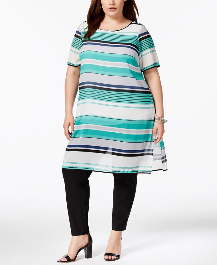Alfani Plus Size Striped Tunic, Created for Macy's - Macy's