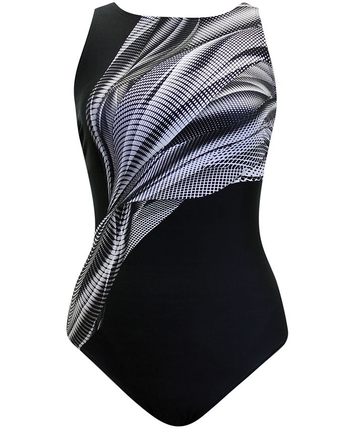 Reebok Mod Squad Tummy-Control One-Piece Swimsuit - Macy's