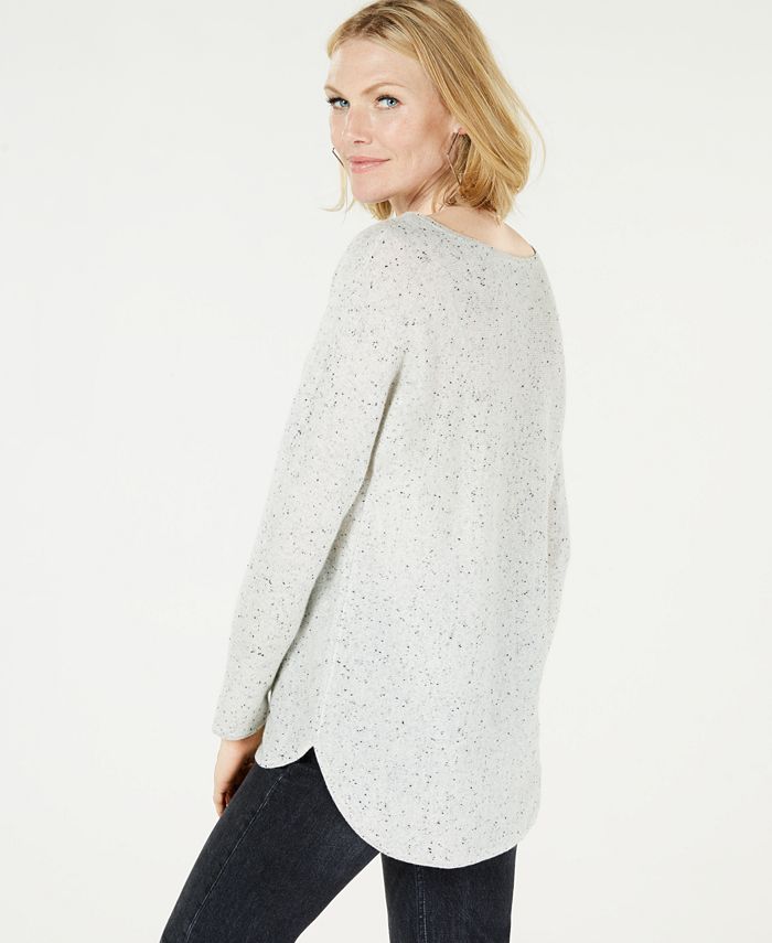 Charter Club Pure Cashmere Donegal Sweater with a Shirttail Hem ...