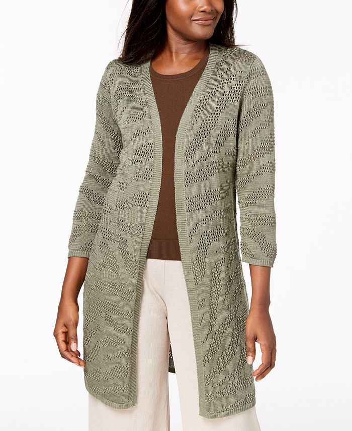 JM Collection 3/4-Sleeve Open-Knit Cardigan, Created for Macy's - Macy's