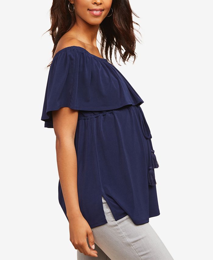 Motherhood Maternity Ruffled Off-The-Shoulder Blouse - Macy's