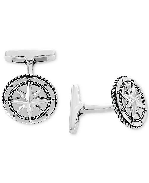 EFFY Collection EFFY® Men's Rope-Style Compass Cuff Links Sterling ...