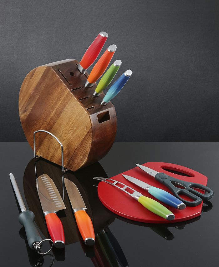 Fiesta 12-Pc. Ombré Cutlery with Block - Macy's