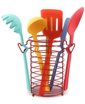 Fiesta 7-Pc. Silicone Utensil Set with Scarlet Caddy - Macy's