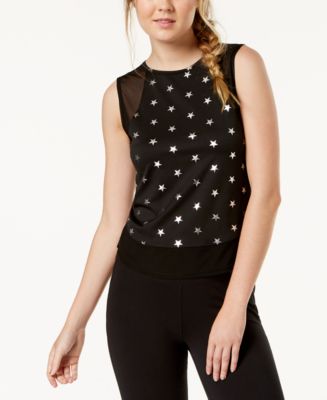 Material Girl Active Juniors' Metallic-Print Mesh Tank Top, Created for ...