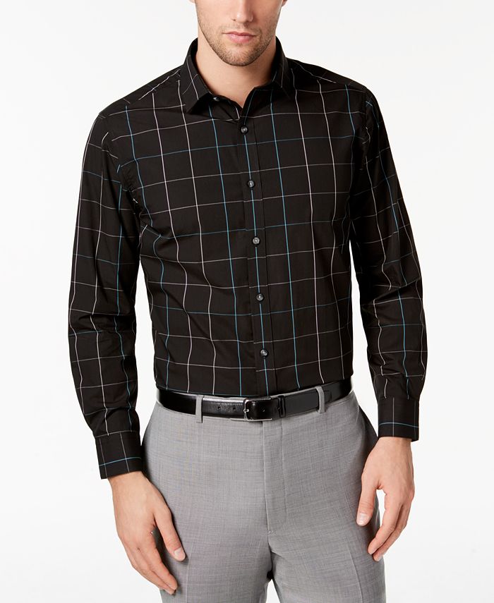 Bar III Men's Slim-Fit Stretch Easy-Care Windowpane Dress Shirt ...