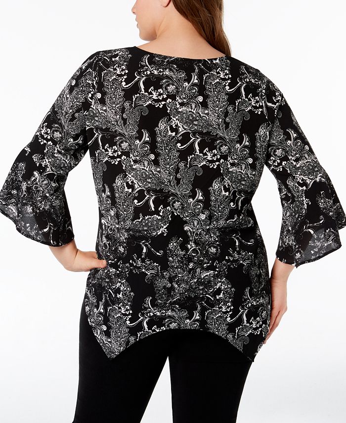 NY Collection Plus Size Printed Layered-Look Top - Macy's