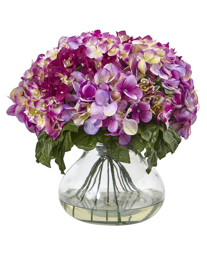 Nearly Natural Dark Pink Hydrangea Artificial Arrangement with Large ...