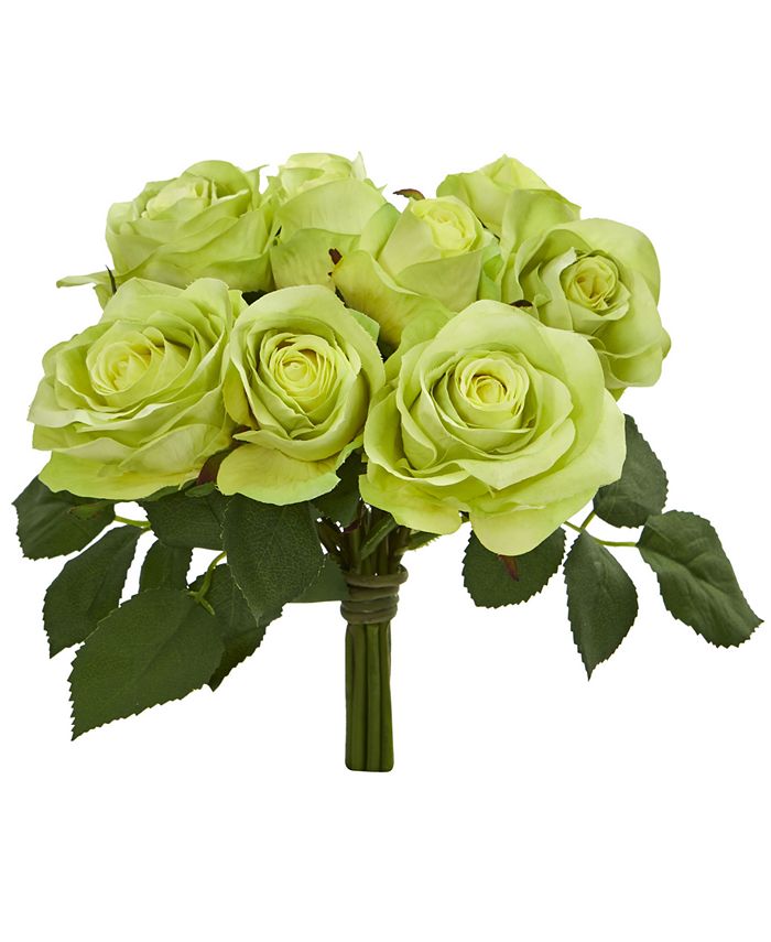 Nearly Natural 2-Pc. Green Rose Bush Artificial Flower Set - Macy's