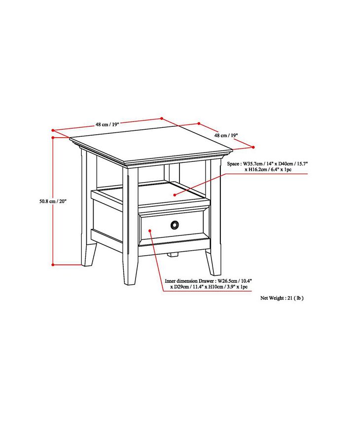 Furniture Canton End Table in Dark American Brown, , Quick Ship - Macy's