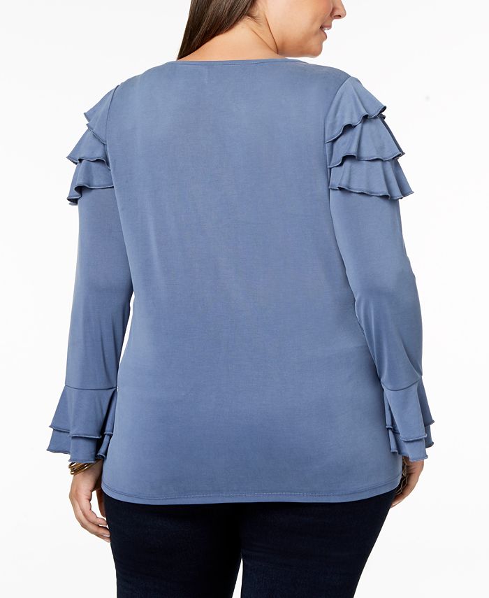 Love Scarlett Plus Size Ruffled-Sleeve Top - Macy's