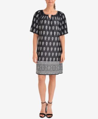 NY Collection Printed Keyhole Dress - Macy's