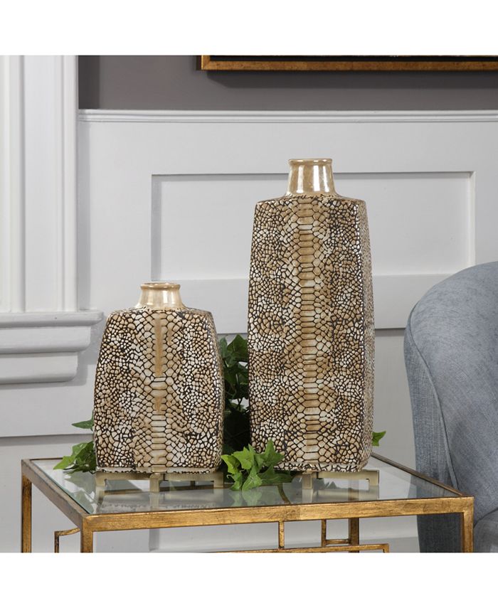 Uttermost Reptila Textured Ceramic Vases, Set of 2 - Macy's