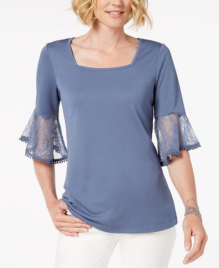 Love Scarlett Petite Lace-Cuff Top - Macy's