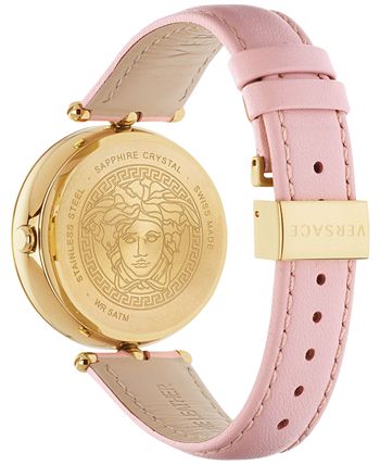 Versace Women's Swiss Palazzo Empire Pink Leather Strap Watch 39mm - Macy's