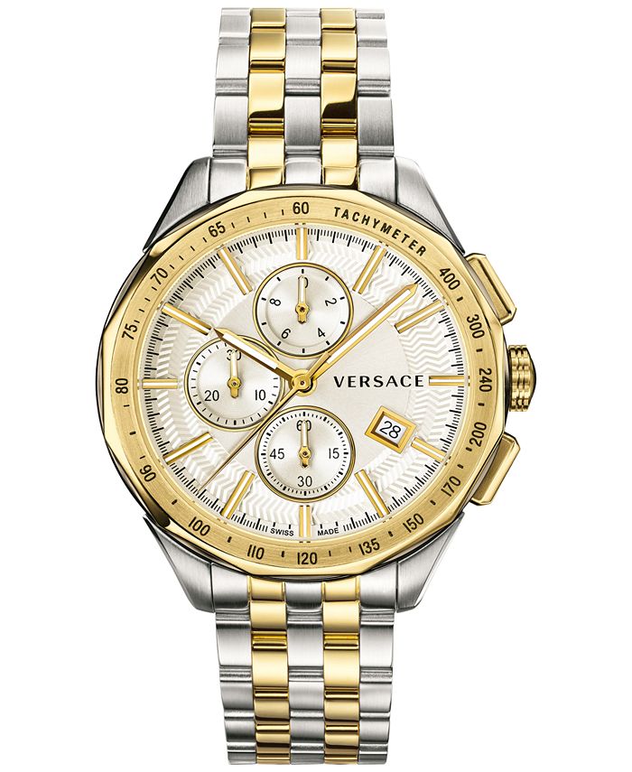 Versace Men's Swiss Glaze Two-Tone Stainless Steel Bracelet Watch 44mm ...