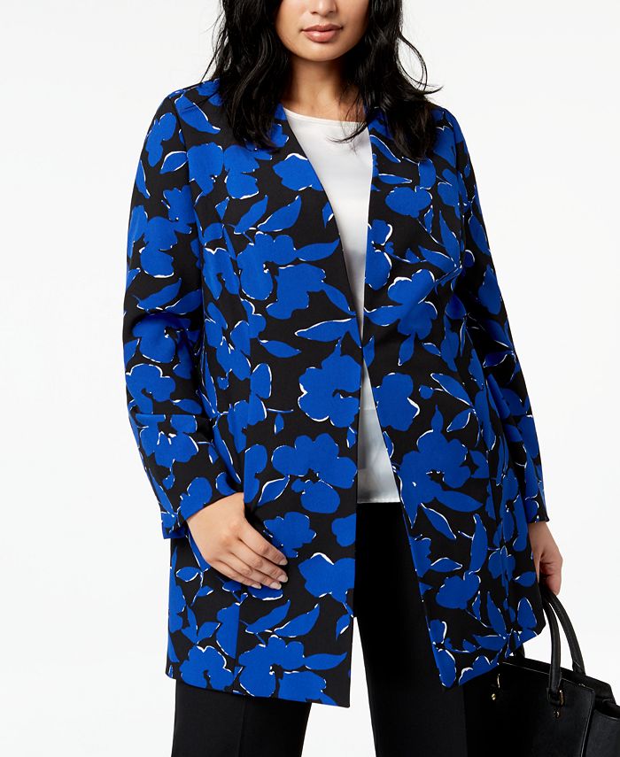 Kasper Plus Size Floral-Print Topper Jacket - Macy's