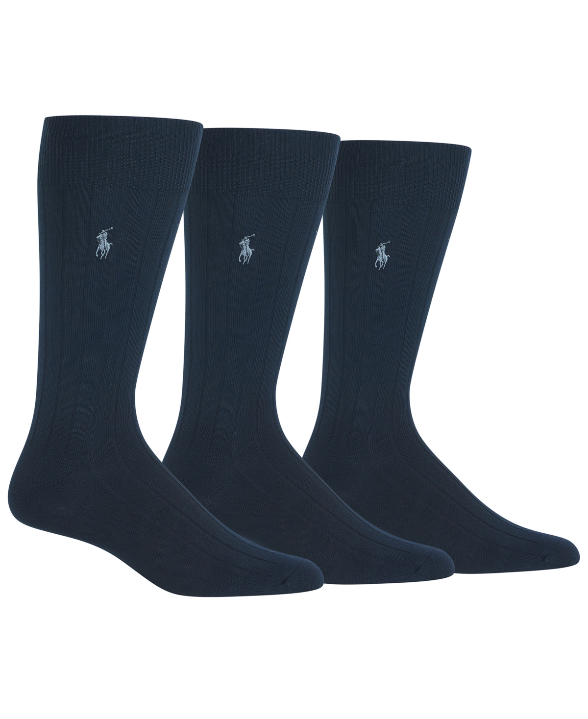 Polo Ralph Lauren Mens 3-Pk. Supersoft Rib Dress Socks - Navy