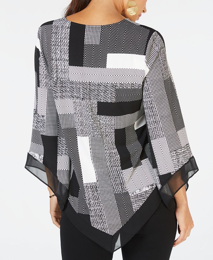 Alfani Petite Printed V-Hem Top, Created for Macy's - Macy's